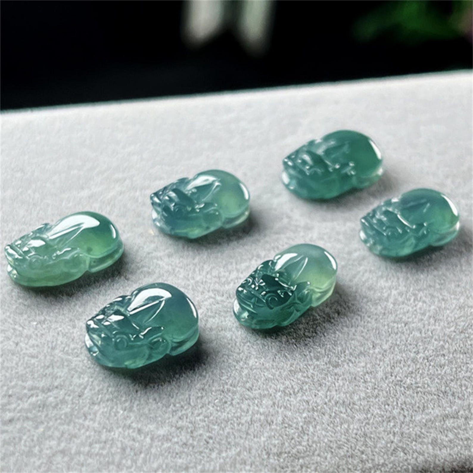 DDP | Natural Type A Untreated Icy Blue Guatemalan Jadeite Pixiu Beads ...