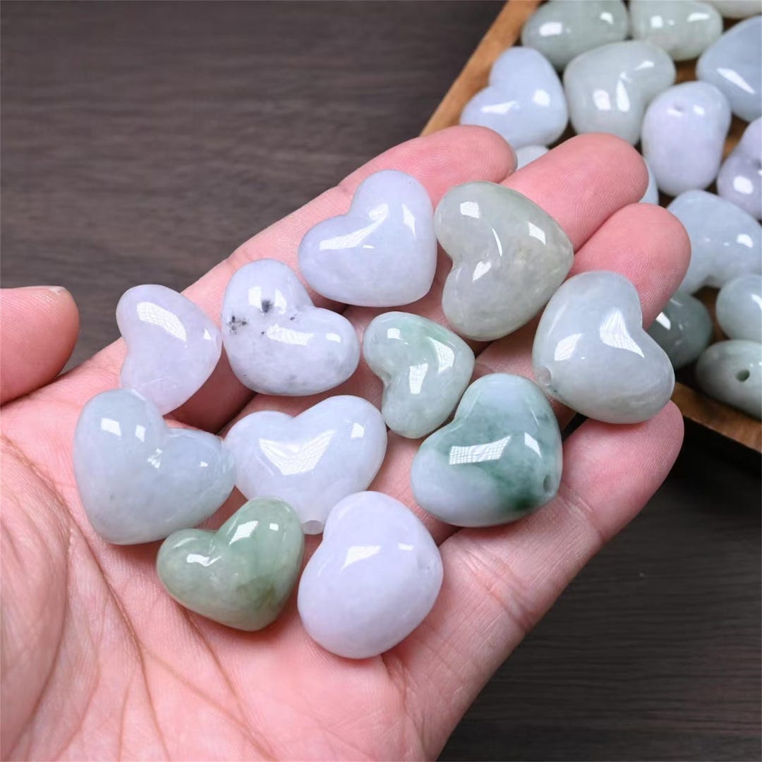Natural Type A Untreated Multi Colors Burmese Jadeite Heart Beads,white ...