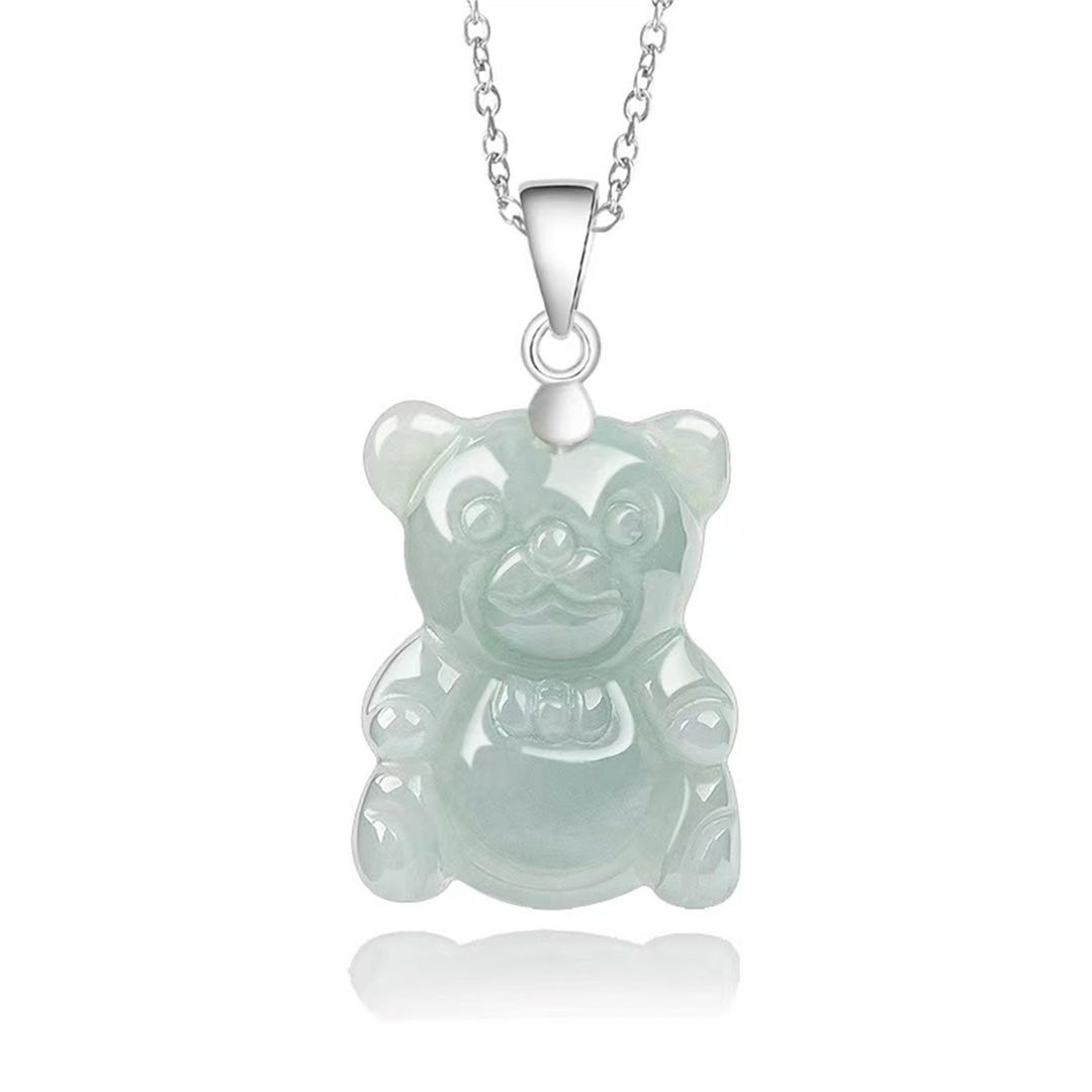 Natural Type A Burma Jadeite Panda Pendant,light Green Jade Pendant ...