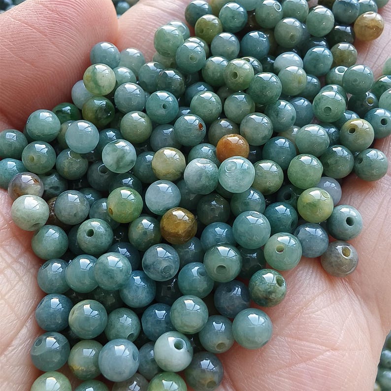 DDP | 100pcs5mm Natural Certificated Type A Blue Guatemalan Jadeite ...