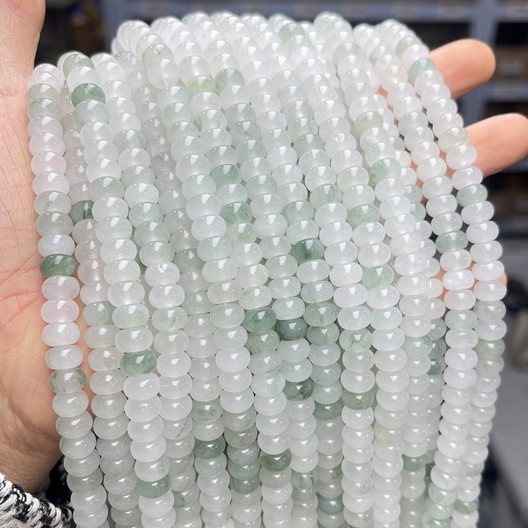 Natural Gemstone Tianshan Jadeite Rondelle Beads Fat Barrel Beads,green ...