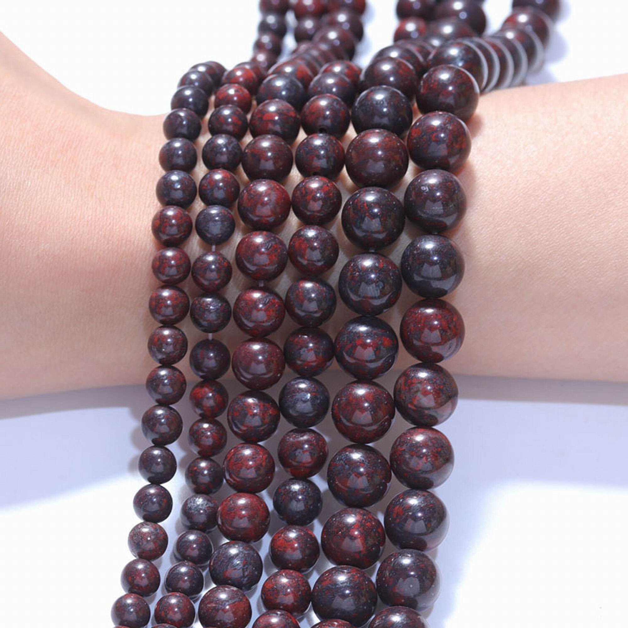 4-20mm Natural Brecciated Jasper Loose Gemstone Round Beads Semi ...
