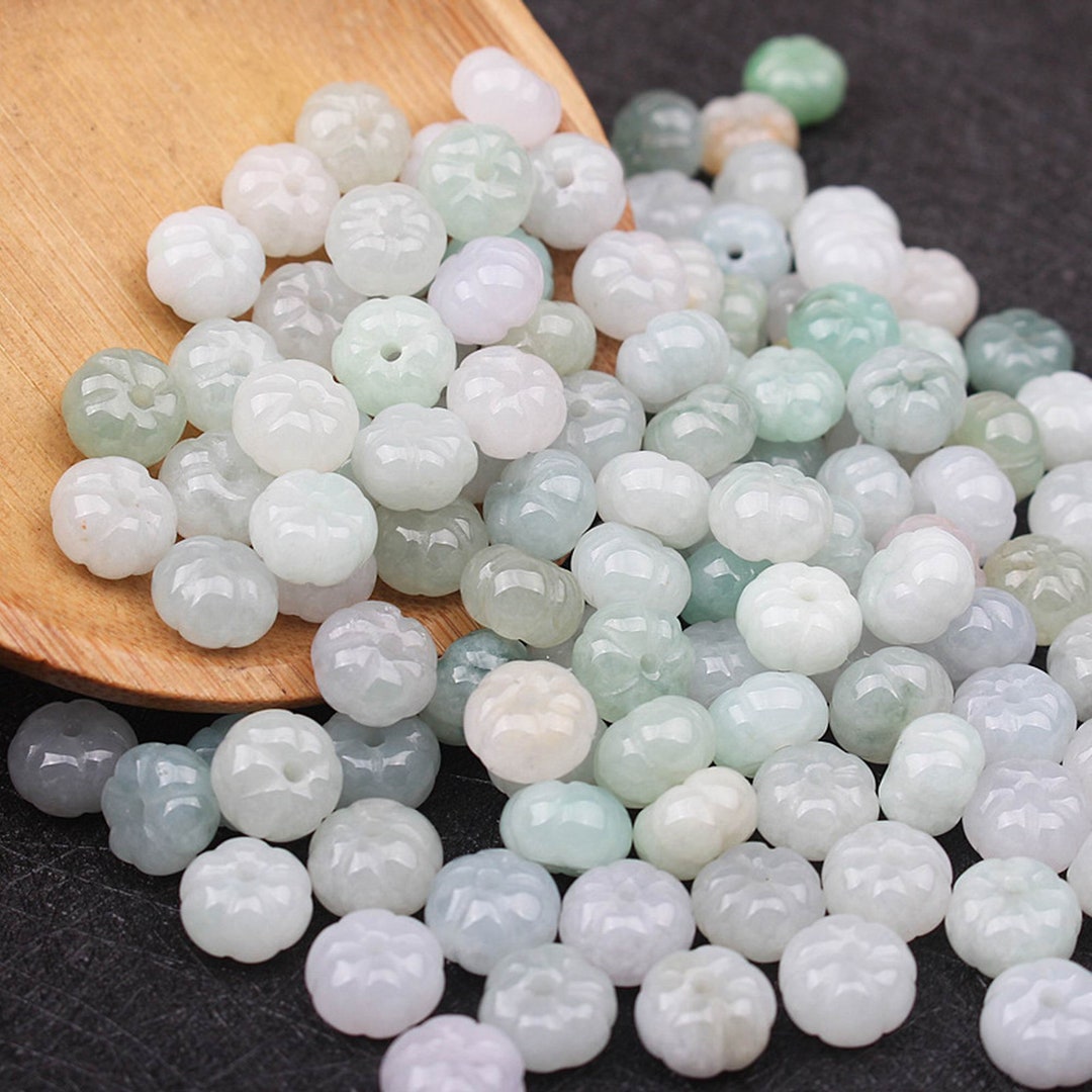 10pcs Grade A Natural Pumpkin Jadeite Beads,green Jade Beads,multi ...