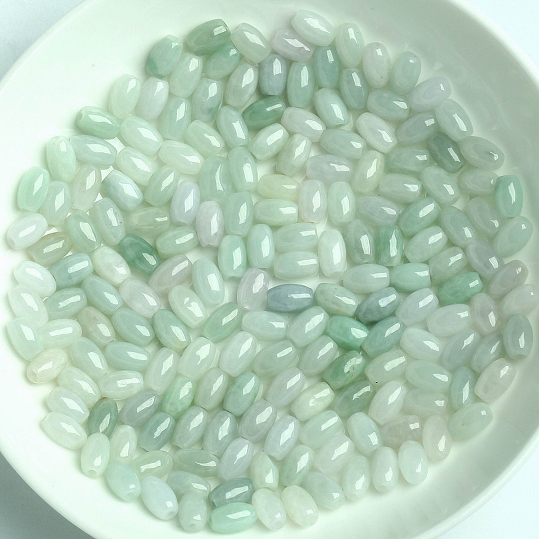 20pcs Grade A Natural Green Jade Barrel Beads,real Jade, Genuine Jade ...