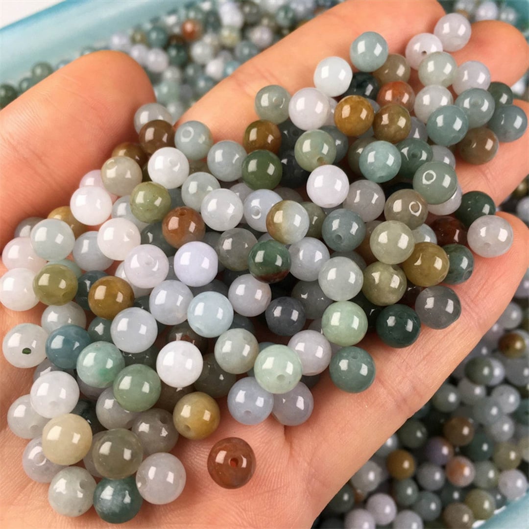 20pcs 6.5mm Natural Grade A Burma Jadeite Round Beads,multi Colors Jade ...