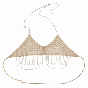 DDP | Shiny Gold Chainmail Bra With Chain Tassels and Cubic Zirconia ...