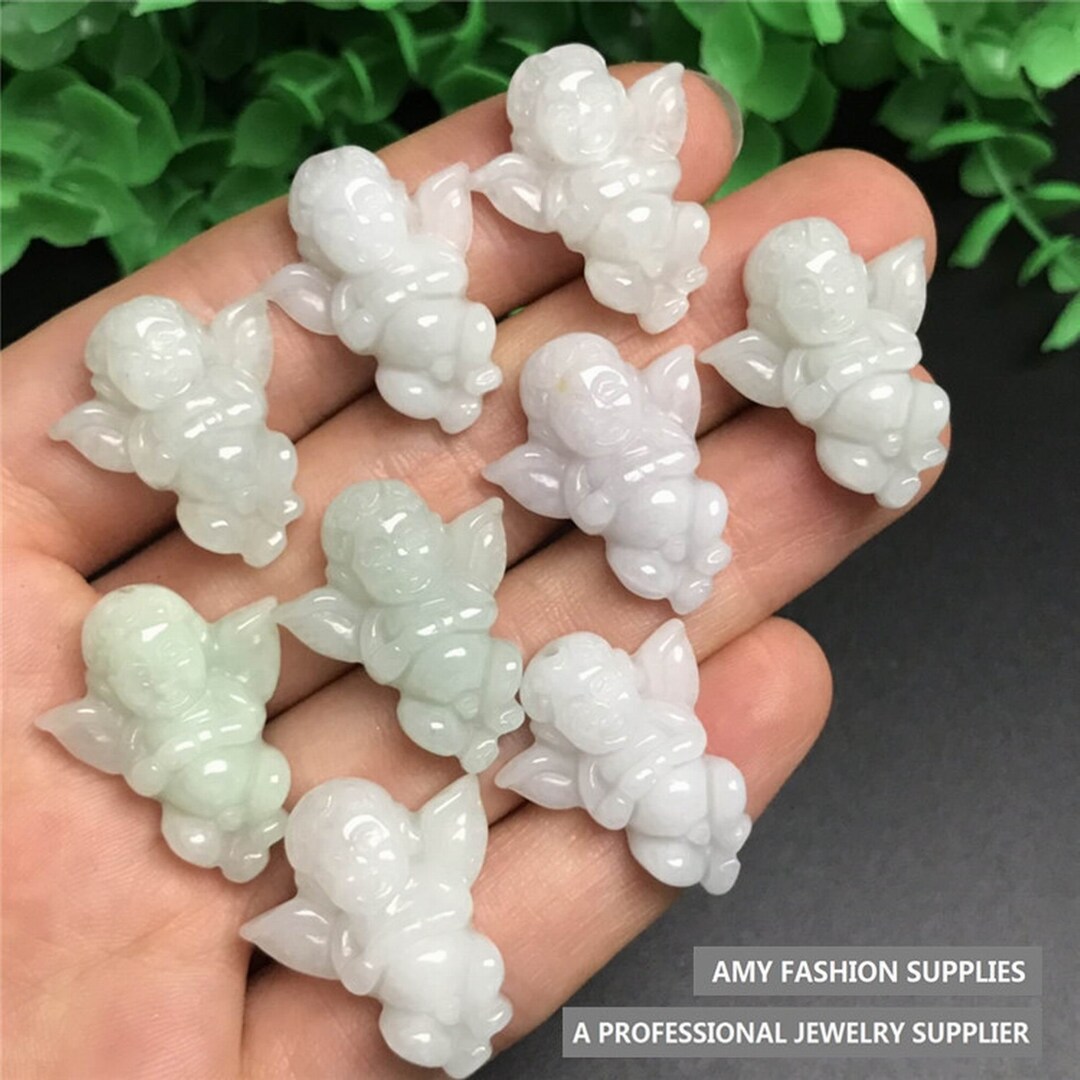 2pcs Natural Type A Untreated Burmese Jadeite Angel Charms,angel ...