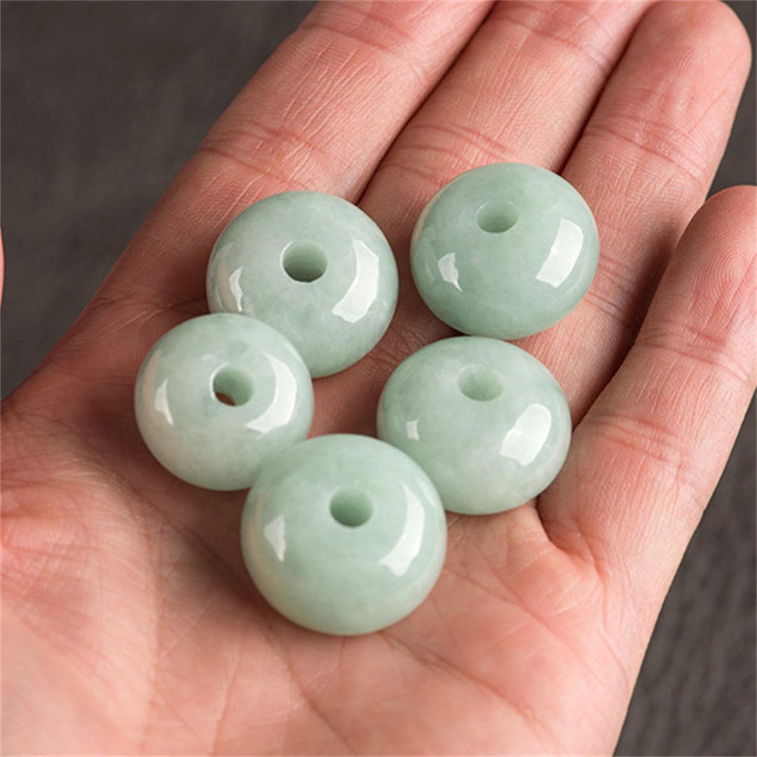 DDP | 20mm Natural Type A Untreated Bean Green Burmese Jadeite Big Hole ...