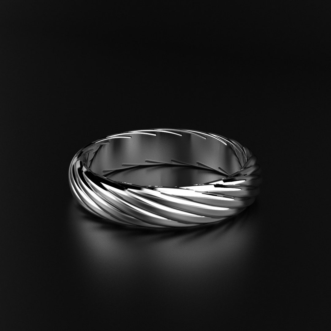 Unisex Rope Design Wedding Ring - Handmade Silver, Gold or Platinum ...