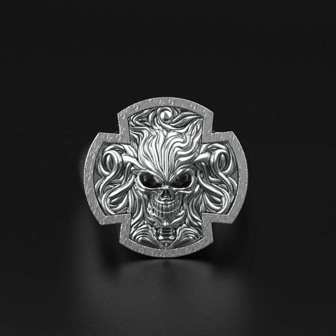 Men's Gothic Skull Cross Ring: Biker Punk Rock Jewelry - Etsy