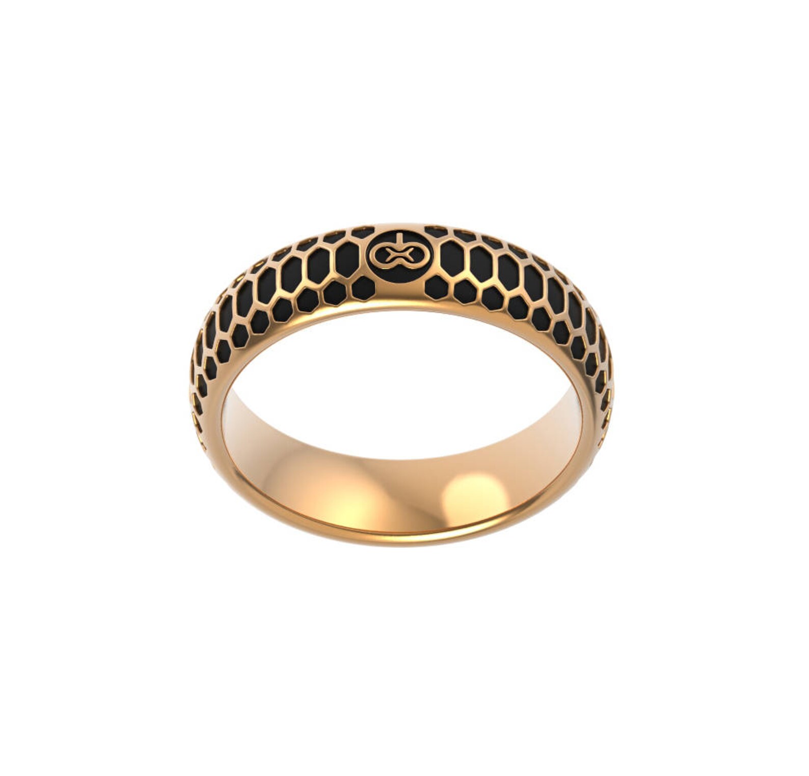 Hex Ring Honey Comb Patterned Band Ring Gold 14K Silver - Etsy