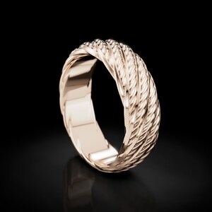 Unisex Rope Design Wedding Ring - Handmade Silver, Gold or Platinum ...