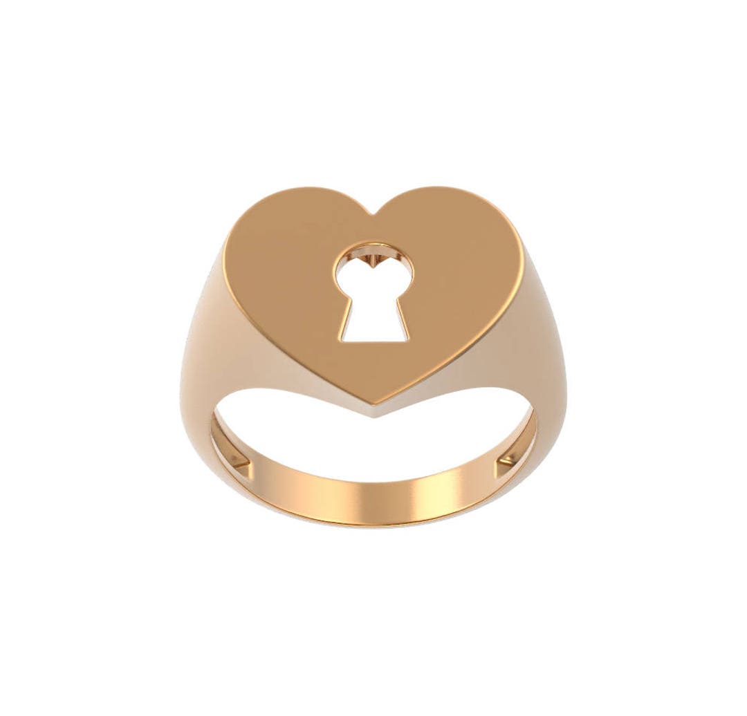 Heart Lock Ring: 14K Gold or 925 Silver, Valentine's Gift - Etsy