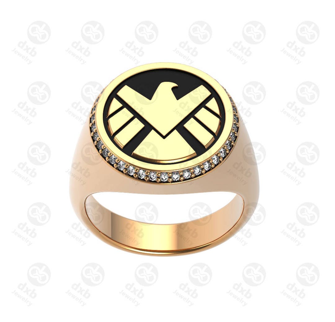 Agents of SHIELD Inspired 14K Gold Ring Superhero Geek Jewelry With ...