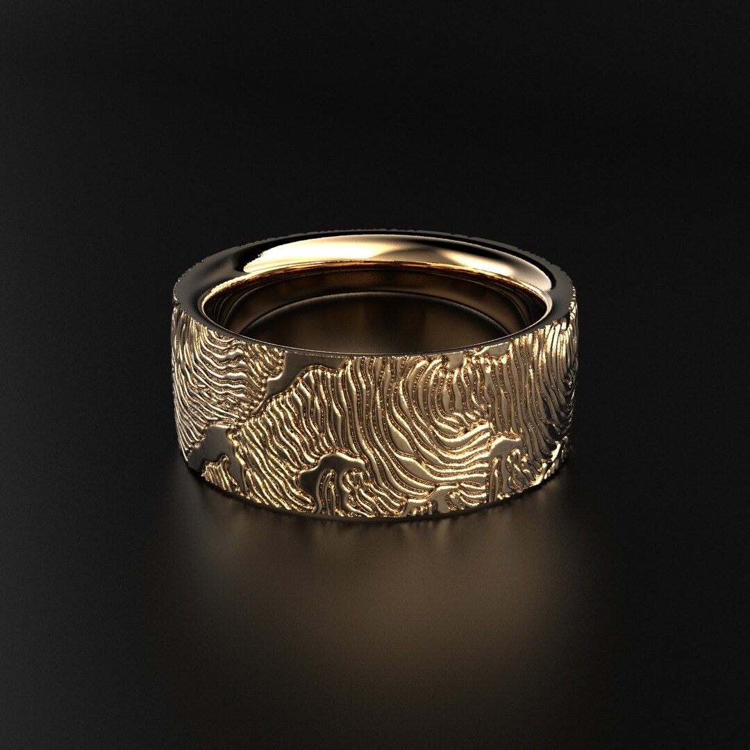 Fluid Beauty: Wave Pattern Wedding Ring for Men in Gold, Silver, and ...