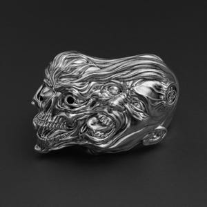 Men's Two-face Skull Ring, Gothic Silver Biker Ring, Dark Art Jewelry ...