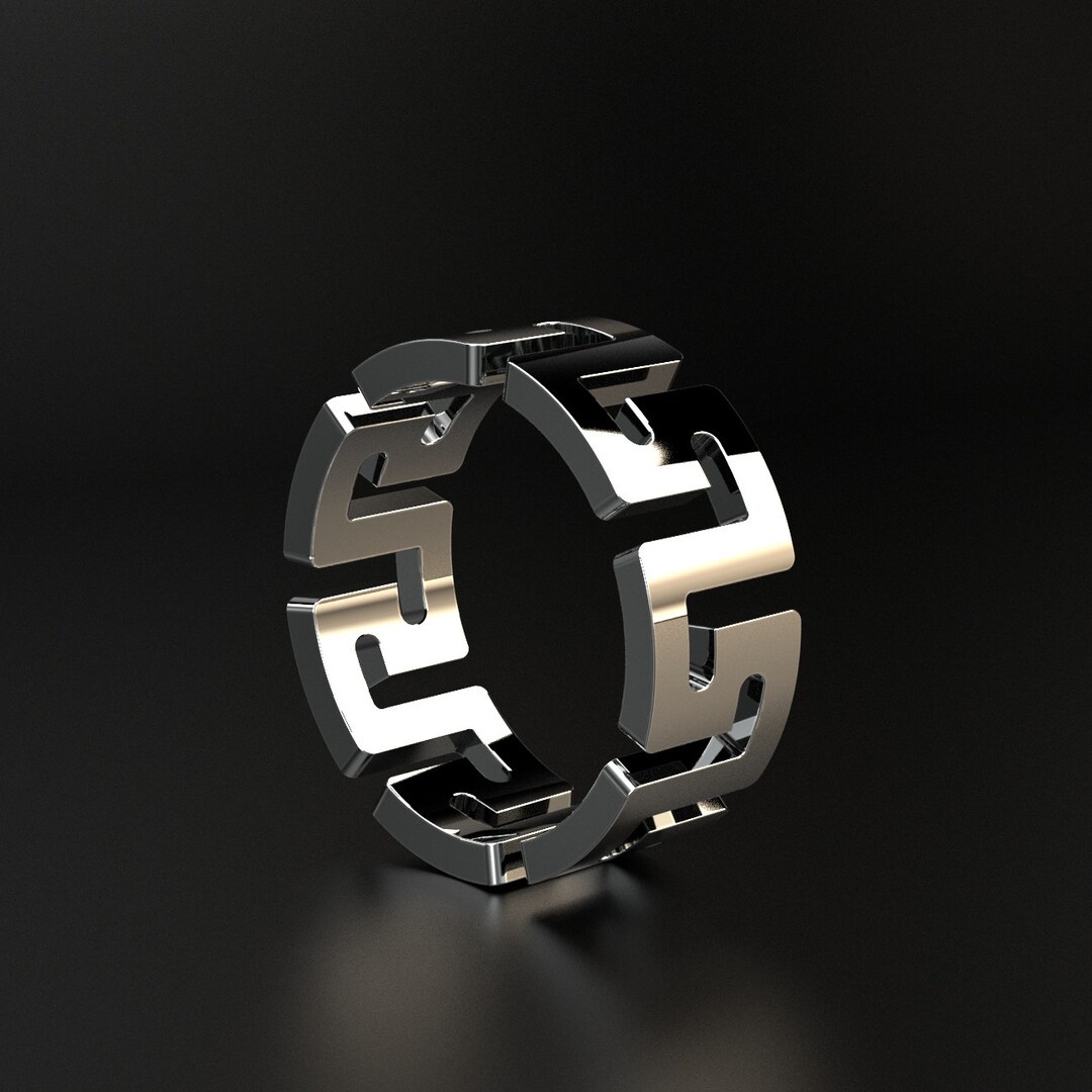 Elegant Greek Key Wedding Ring, Minimal Wedding Ring Design for a ...