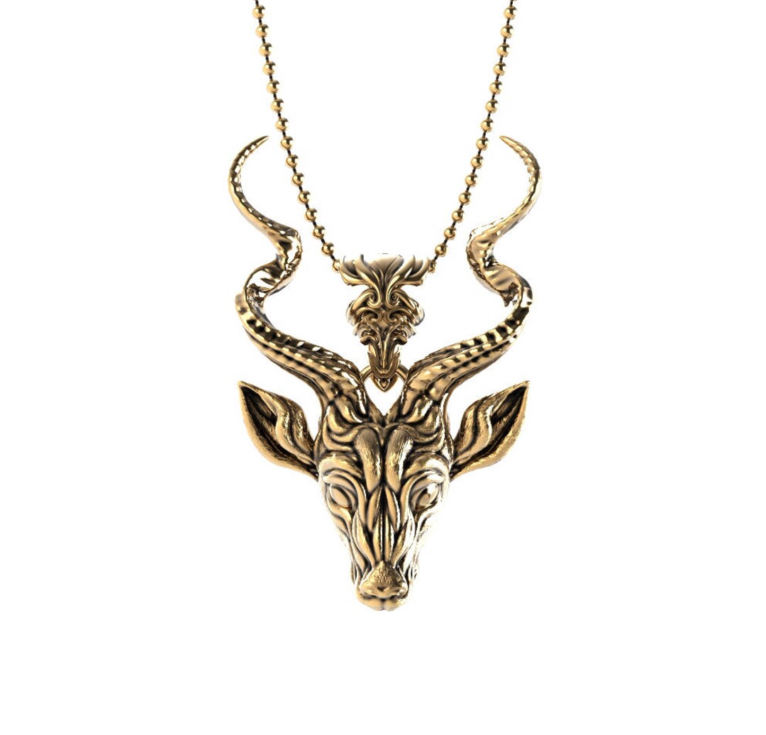 Silver Unique Pendant, Addax Antelope Design Available in Gold, Silver ...