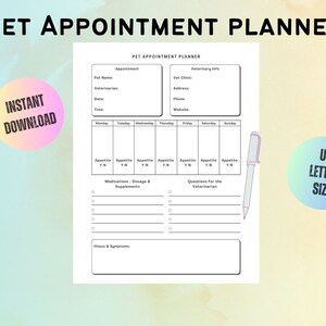 Vet Visits Made Easy: Printable Pet Health Tracker and Appointment ...