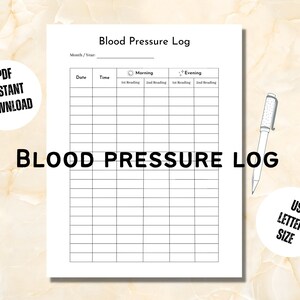 Blood Pressure Log Track Readings Medical Blood Pressure - Etsy
