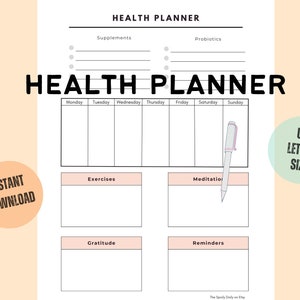 Simple Health Template | Instant Download | Printable PDF | Personal ...