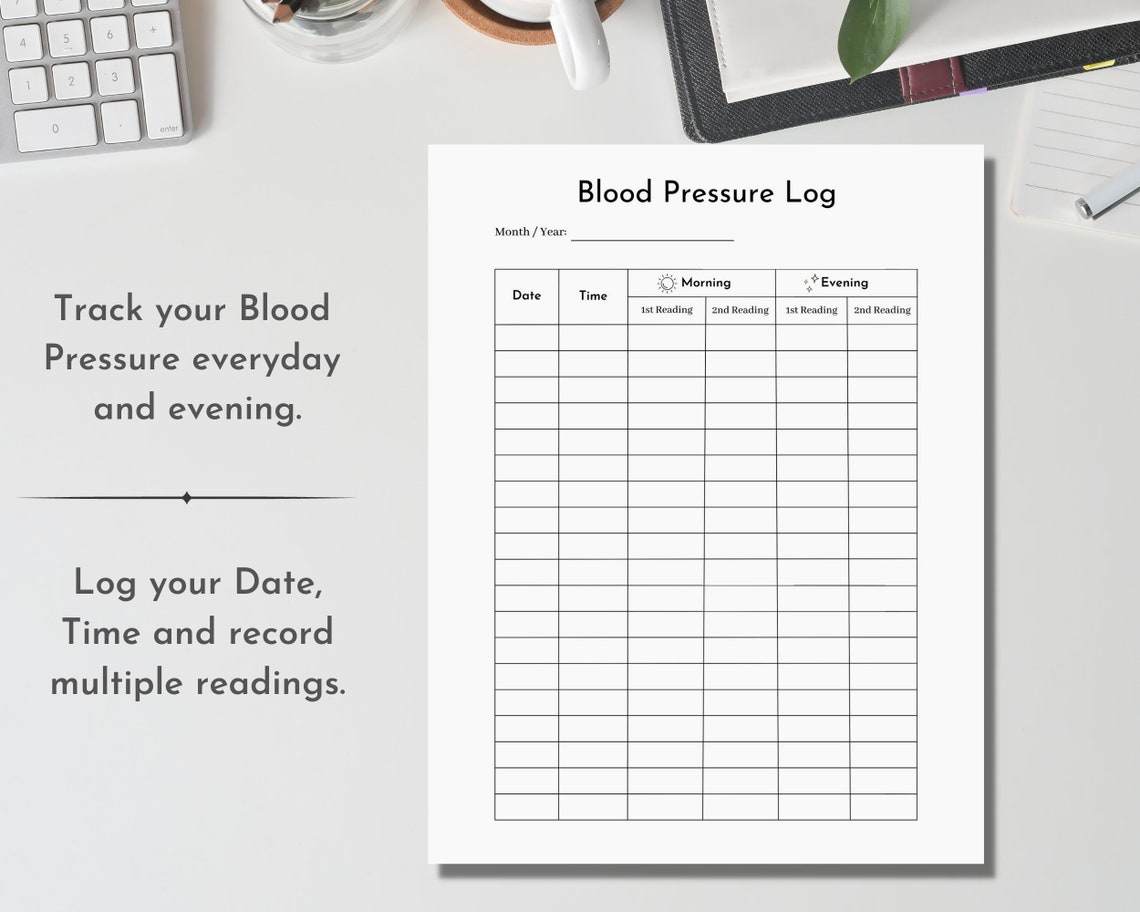 Blood Pressure Log Track Readings Medical Blood Pressure - Etsy