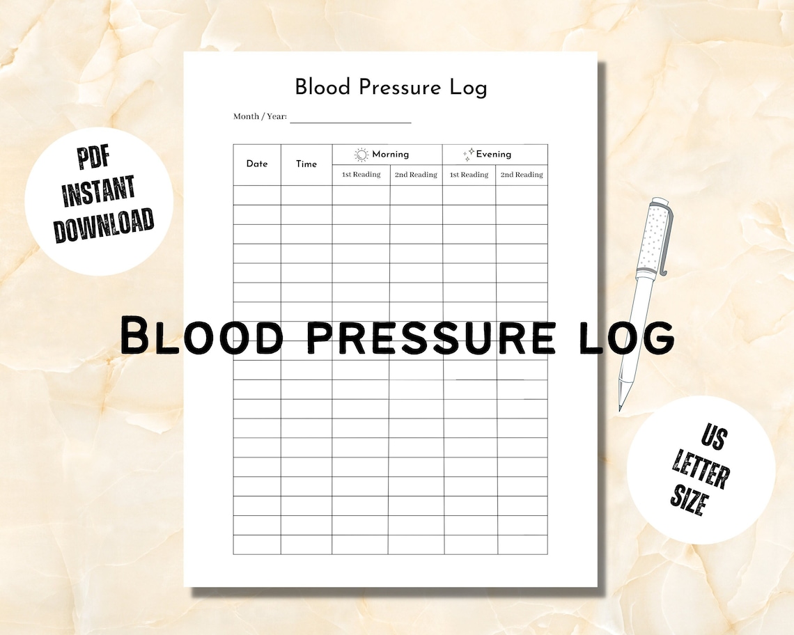 Blood Pressure Log Track Readings Medical Blood Pressure - Etsy