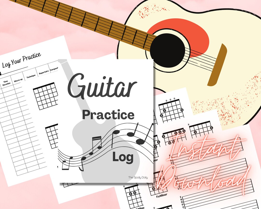 Guitar Practice Log, Guitar Practice Planner, Printable Guitar Chords ...