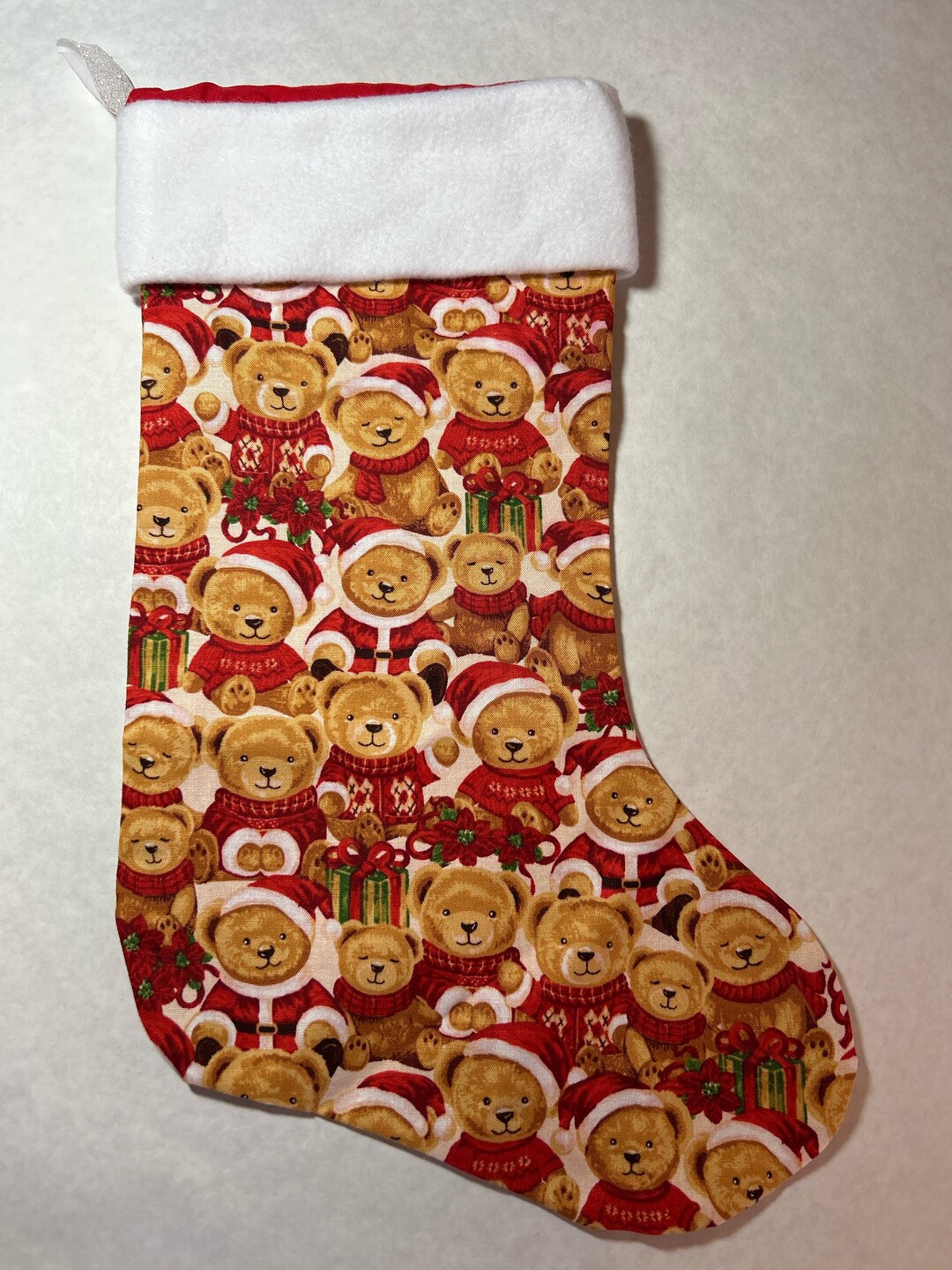 Handmade Christmas Stocking Christmas Santa Teddy Bears - Etsy