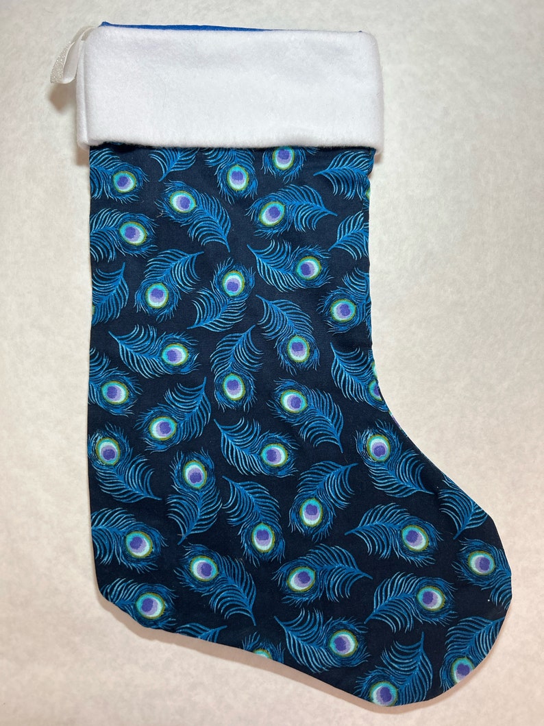 Handmade Christmas Stocking Blue Purple Peacock Feathers - Etsy