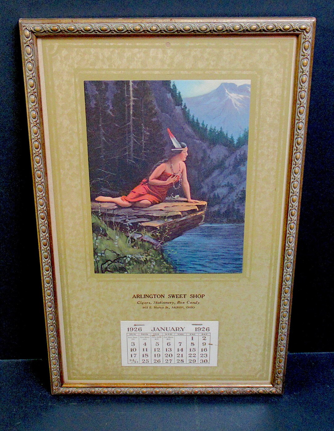Original Indian Maiden Lithograph 1926 in Its Original Calendar Form ...