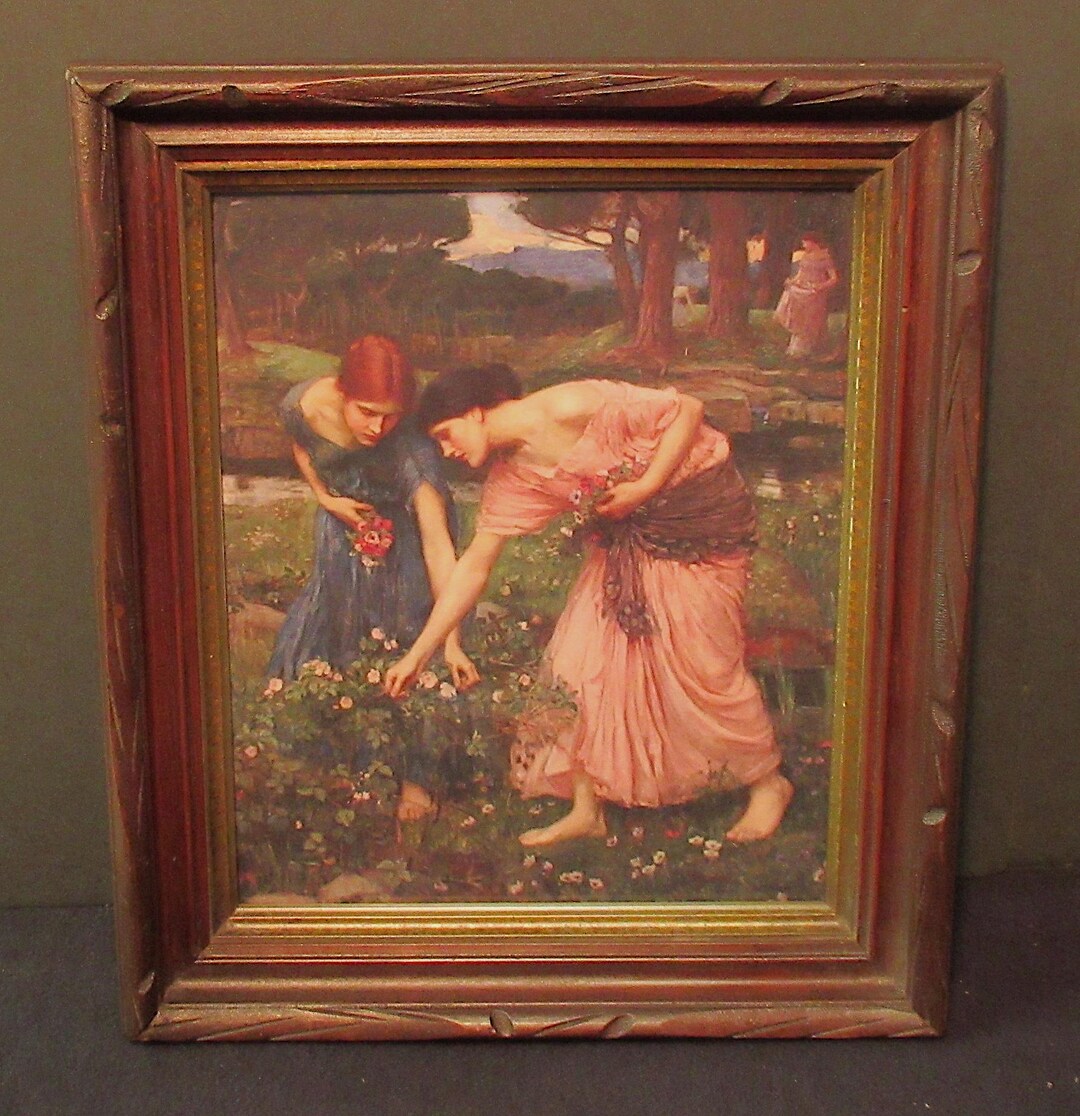 Antique Walnut Frame / Waterhouse Painting Art Print, Signed ...