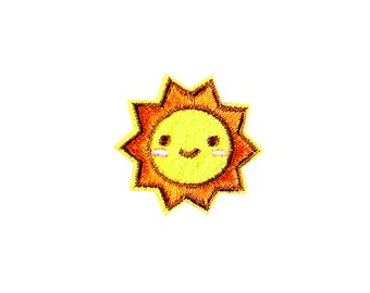 Happy Sun Embroidered Iron on Patch Applique - Etsy