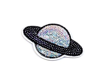 Crystal Sequins Beaded Star Moon Planet Rocket Applique Cloth DIY Badge ...