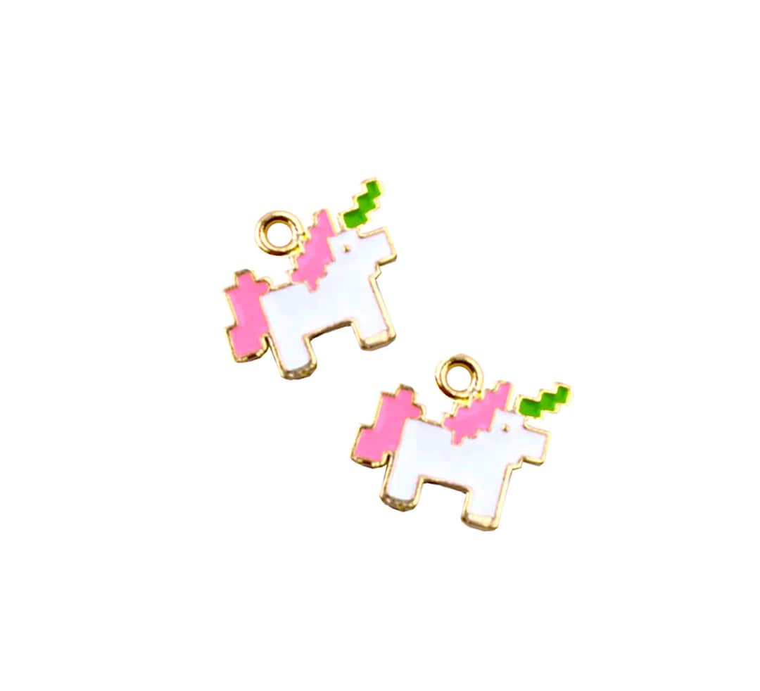 1pc or 2pc 8-bit Unicorn Charm Pastel Charm Pixel Charm - Etsy