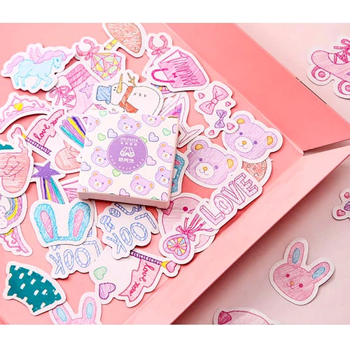 Kawaii Stickers Pack of 50 Tiny Pink Pastel DIY Cutout - Etsy