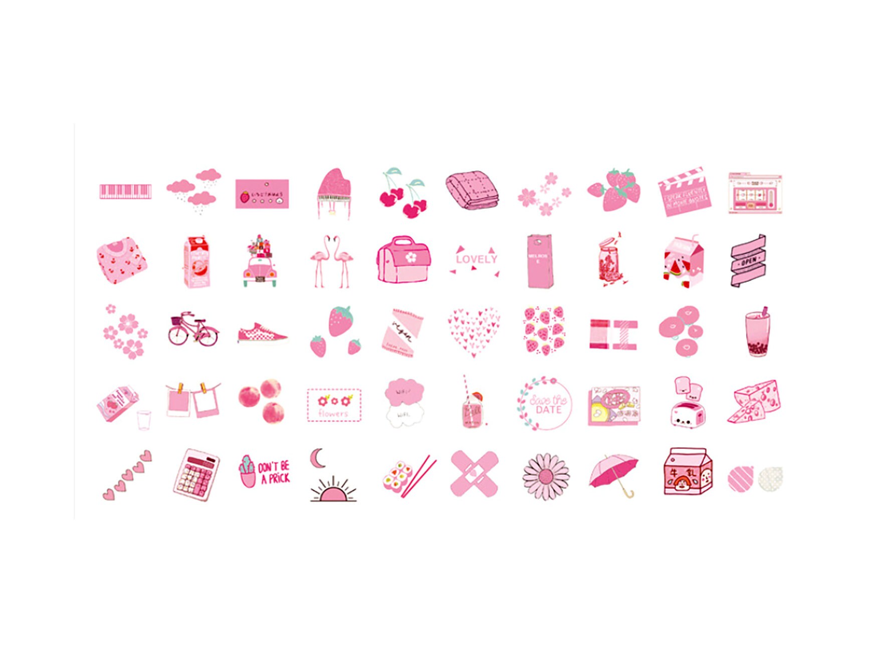 Kawaii Stickers Pack of 50 Tiny Pink Pastel DIY Cutout - Etsy
