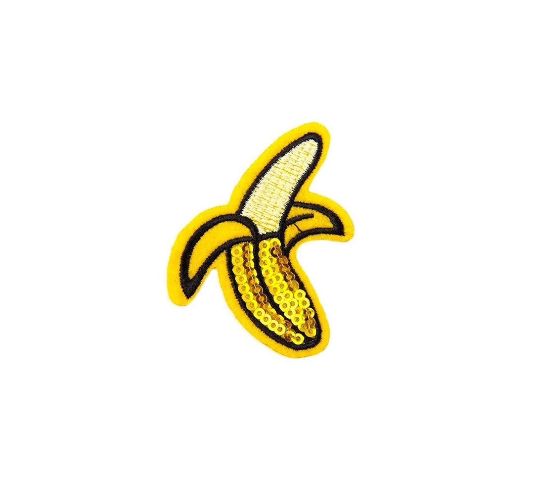Sequin Banana Patch Small Sparkle Fruit Food Iron-on Applique ...