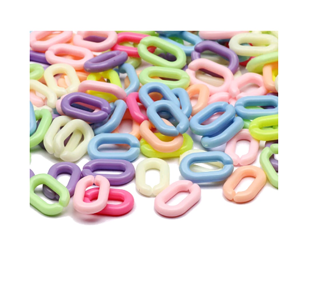 50pc Mini Pastel Chain Link Charms Kawaii Rainbow Plastic Necklace ...