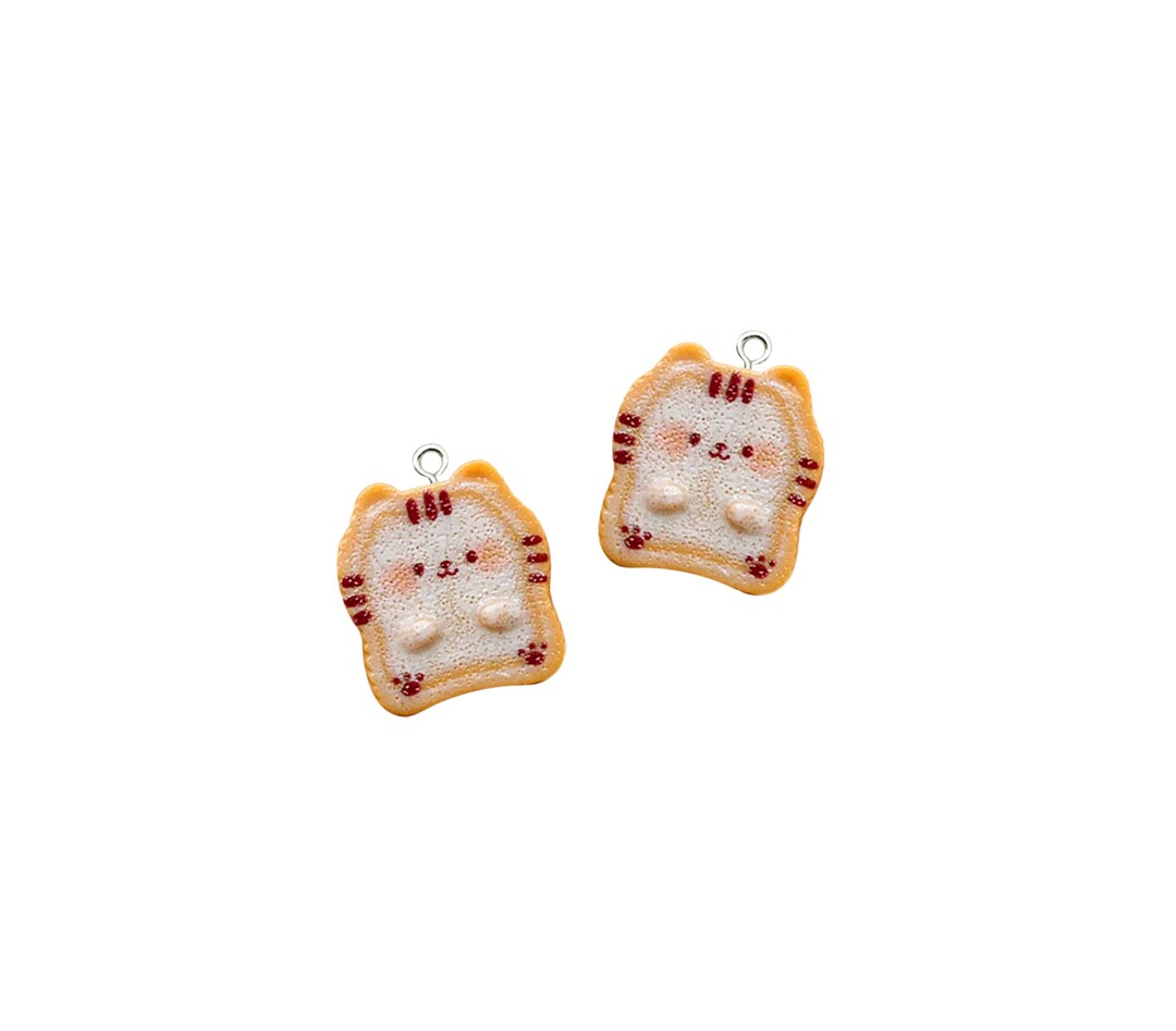 Kitty Toast Charm Kawaii Cat Bread Slice Charms Food - Etsy