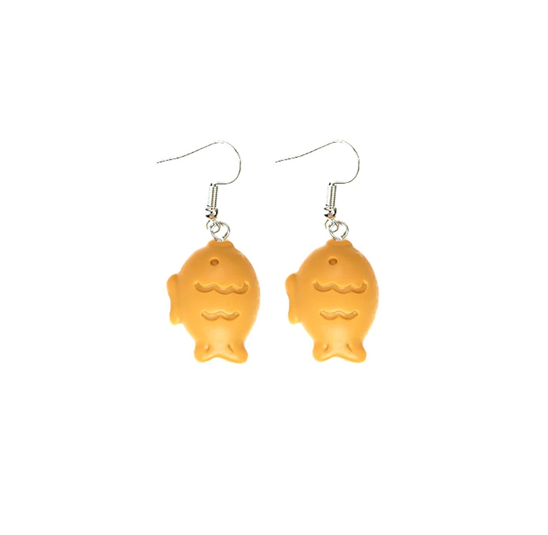 Puffy Waffle Fish Earrings Mini Japanese Taiyaki Pancake - Etsy