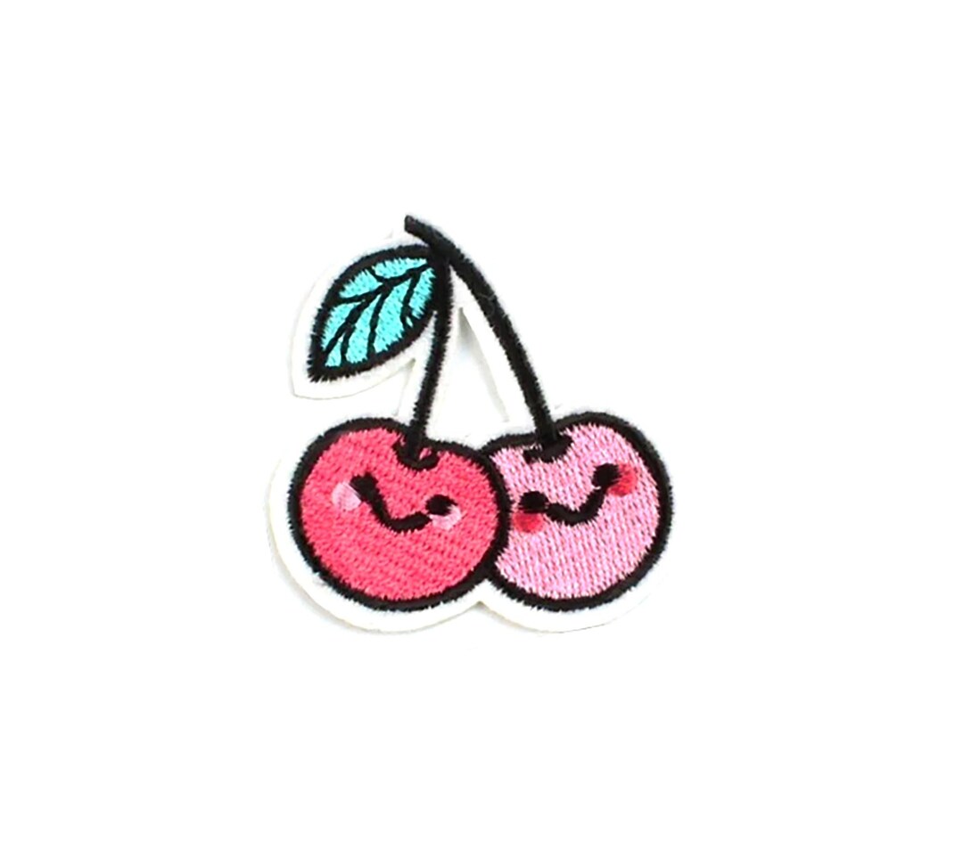 Happy Cherry Patch Pink Pastel Kawaii Double Cherry Iron-on - Etsy