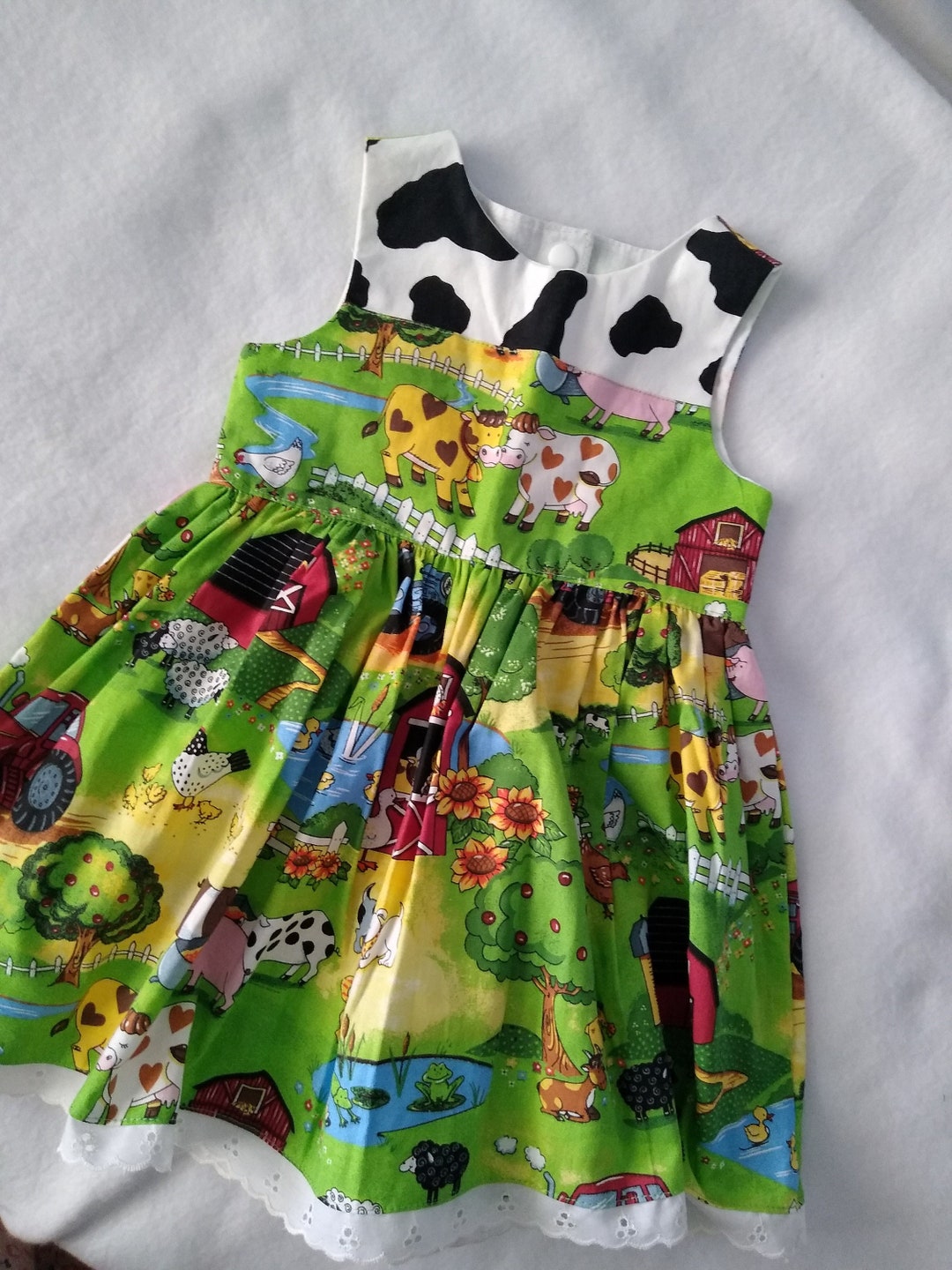 Girls 18 Months Barnyard Party Dress, Birthday Outfit,on the Farm Dress ...