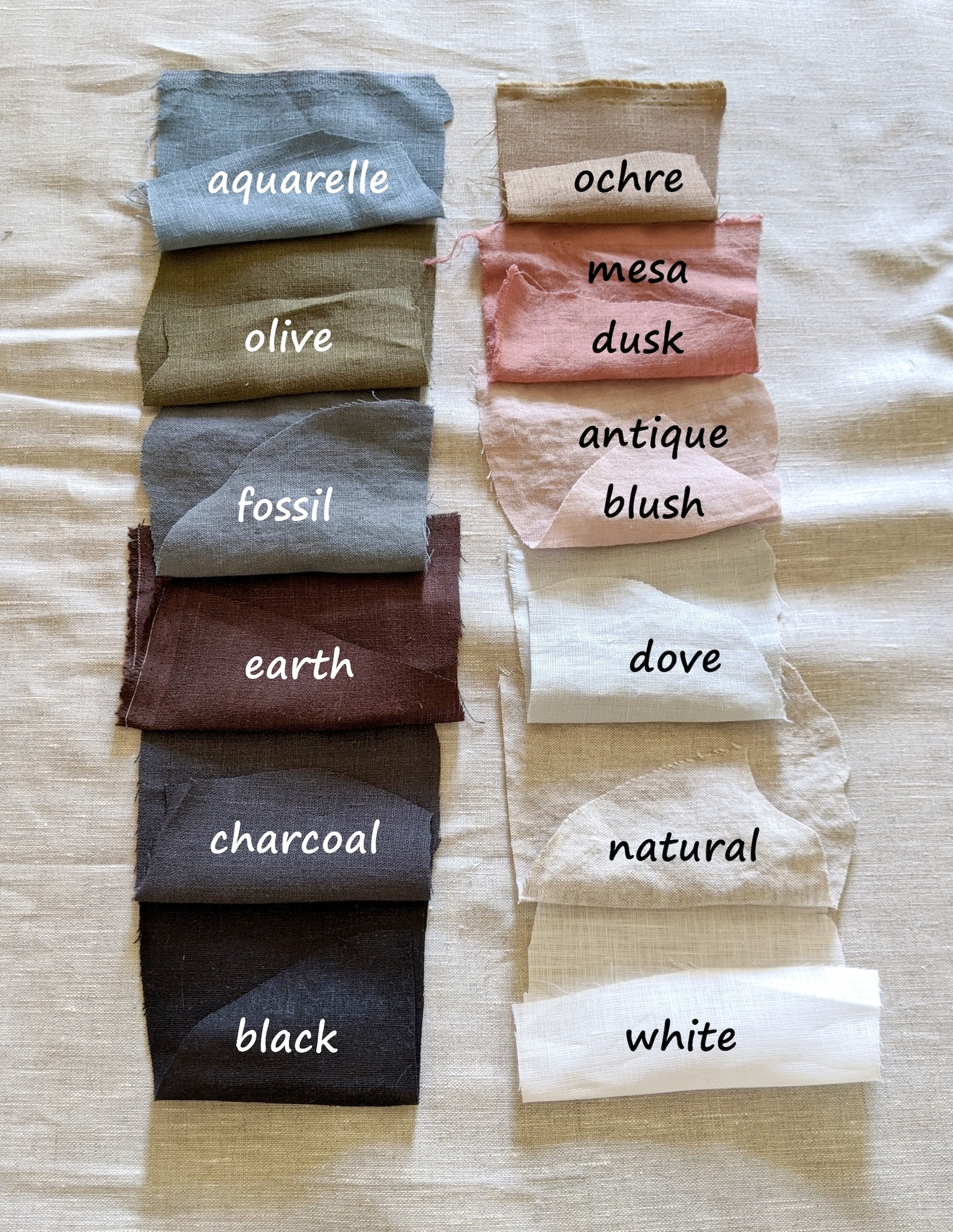 BREATHE Clothing Linen Color Charts - Etsy