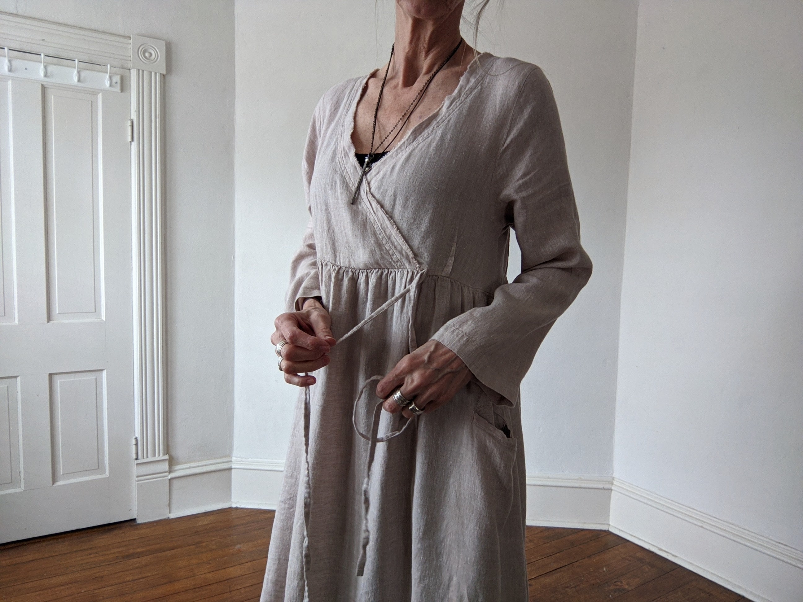 Inventory SALE - Linen Tuscan Wrap Dress / 2 Earth Tone Linen Colors ...