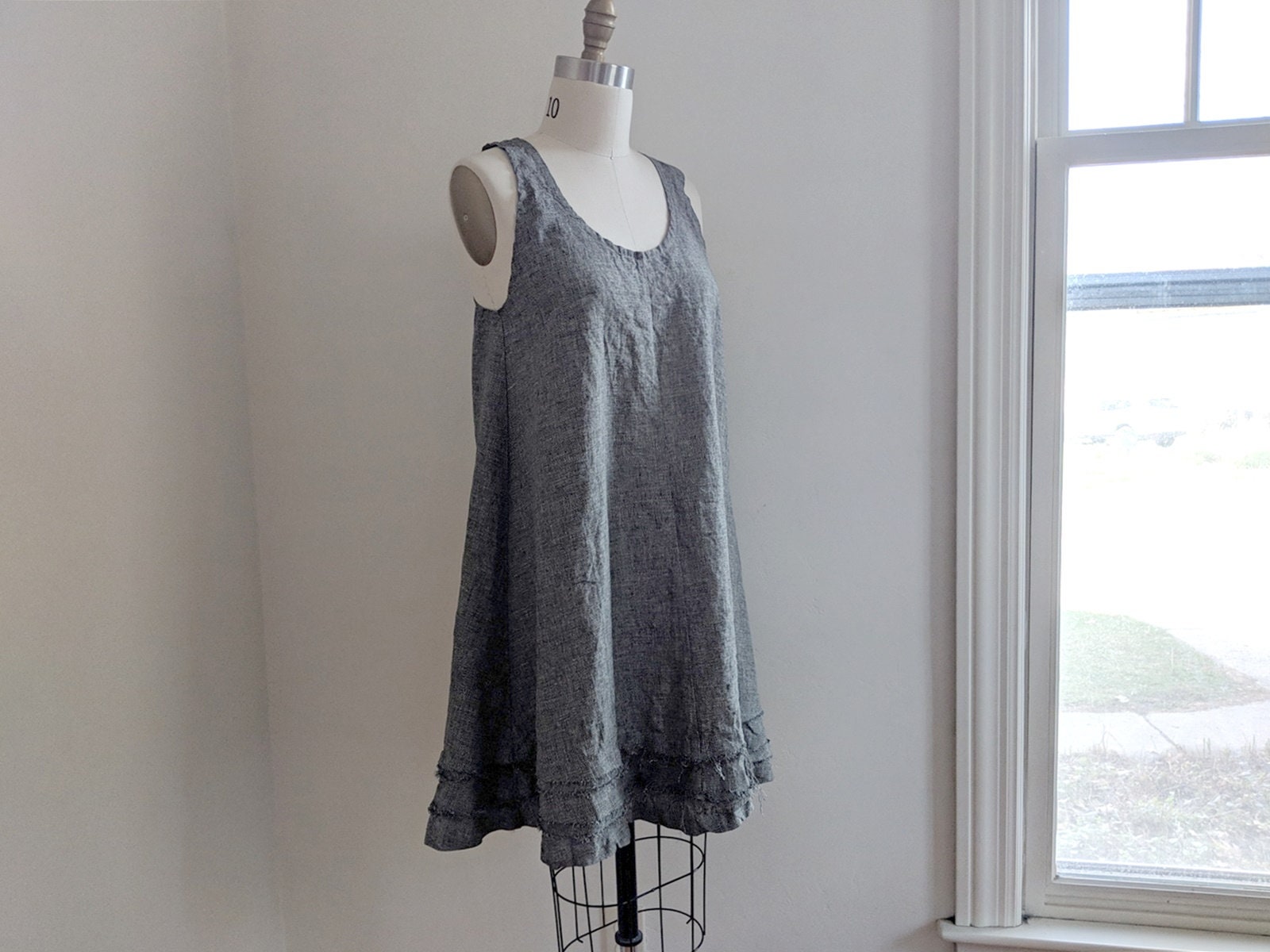 Inventory SALE - Women Linen Dress / Raw Edge Hem 'MAIA' Dress Sundress ...