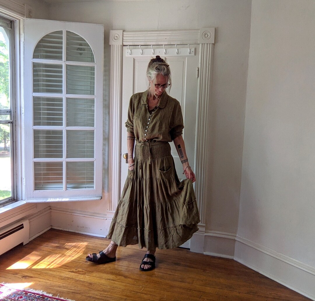 Linen Maxi Skirt / 'maldives' Tiered Skirt / Only 1 Remaining ...