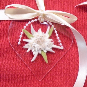 REAL Dried Flower Edelweiss Blossom Gift Ornament 3heart Shaped ...