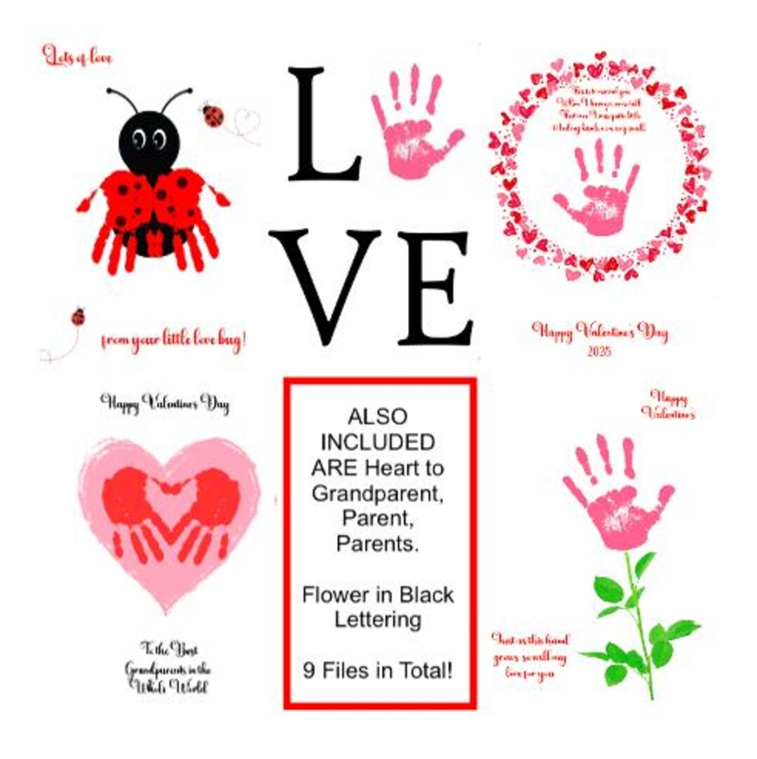 9 Valentine Handprint Art Printable Valentine's Day Classroom Parents ...