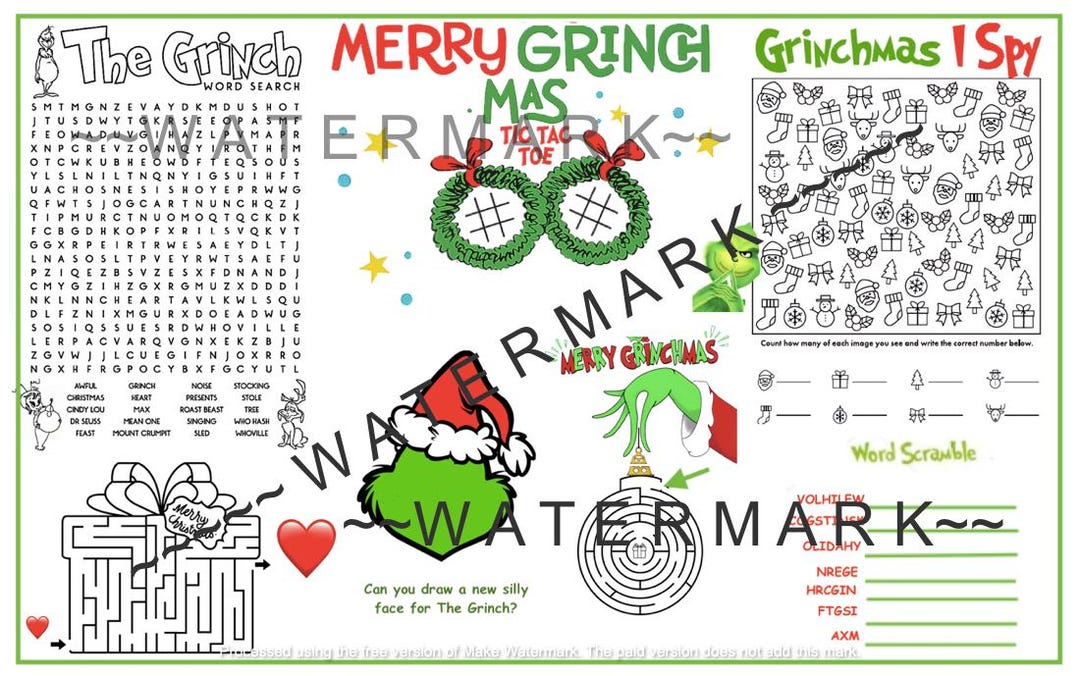 Grinch Activity Page Printable Christmas Holiday Activities for Kids ...